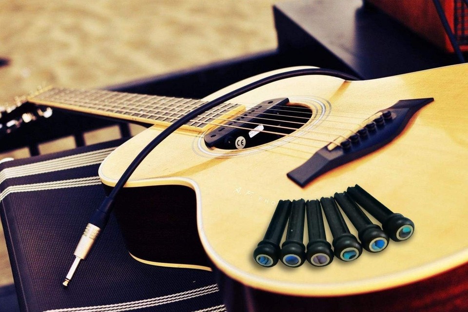 Ebony Guitar Bridge Pins Endpin Inlaid Abalone Dot Acoustic Guitar ...