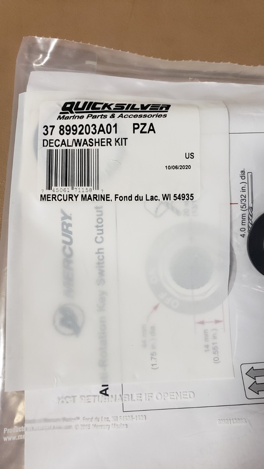 MERCURY MARINE 87-897716K01 IGNITION SWITCH KIT - 3 POSITION WITH KEYS ...