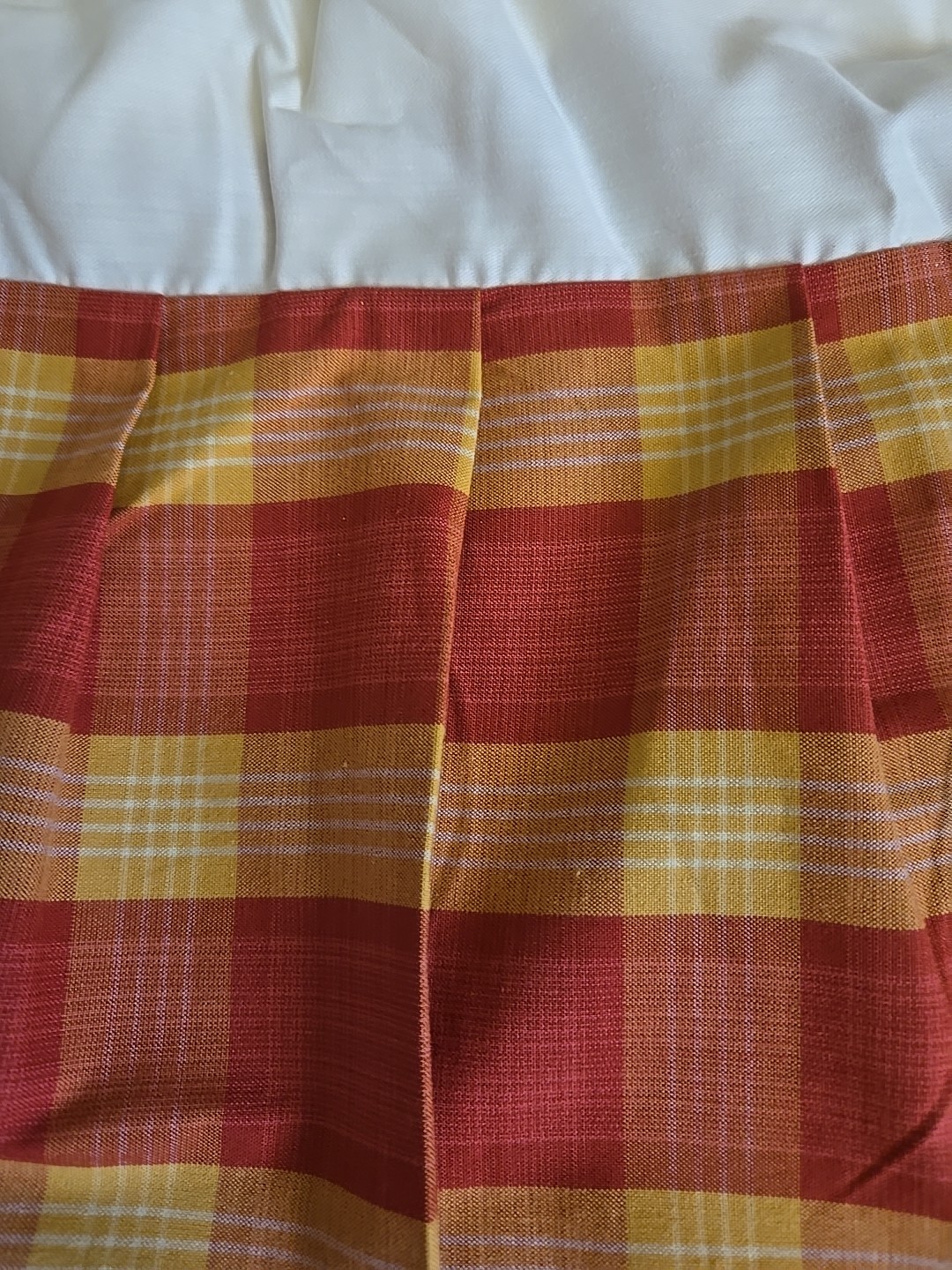 Custom Made Pleated Bedskirt Red Plaid With 17.5 Inch Drop
