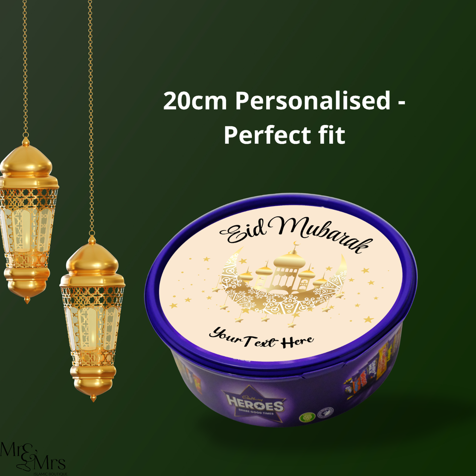 Personalised Glossy Eid Chocolate Tub Label Stickers - Festive Family ...