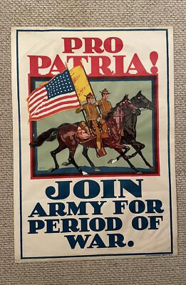 Original WWI Horse Poster Pro Patria Join Army For Period Of War 28x41 ...
