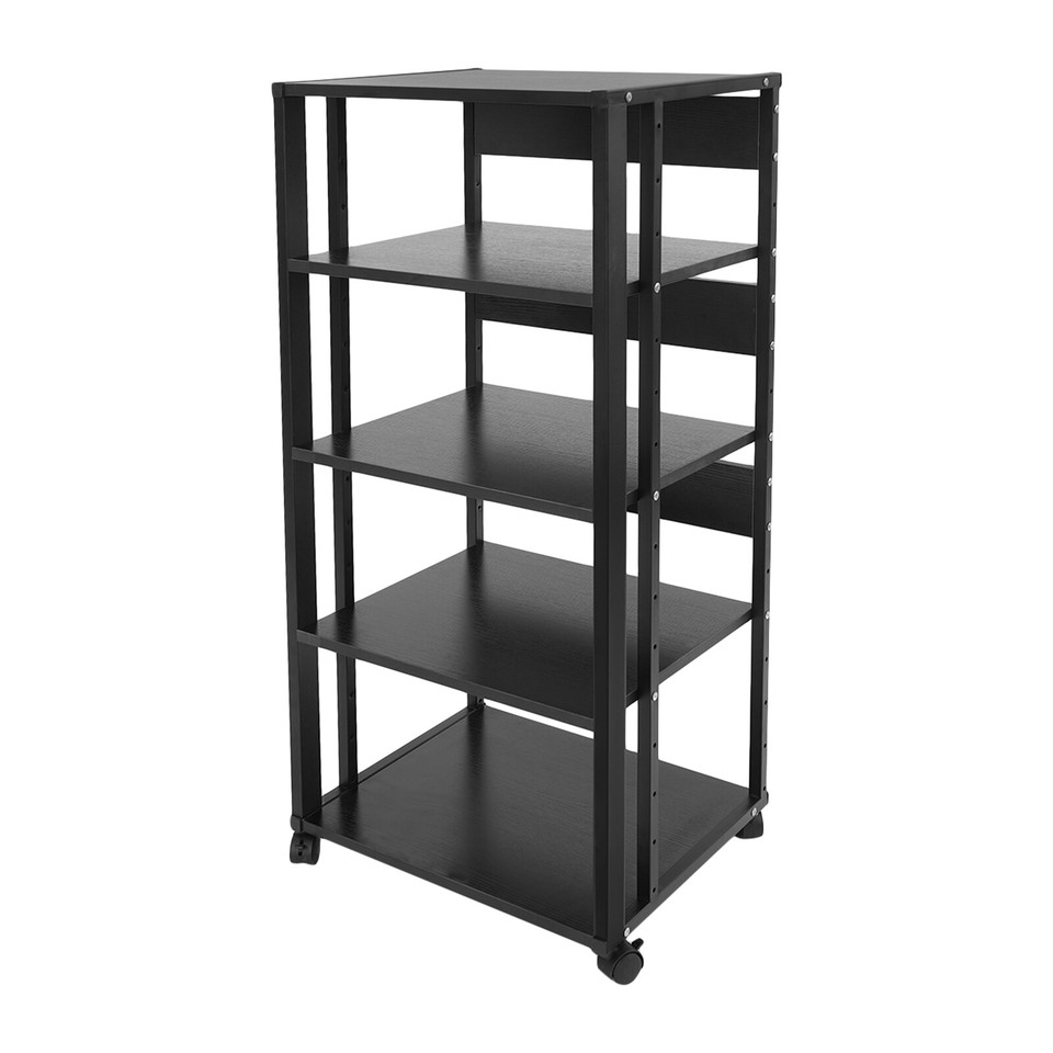5-Tier AV Media Stand Rack Black Tall Heavy Duty Audio-Video Media ...