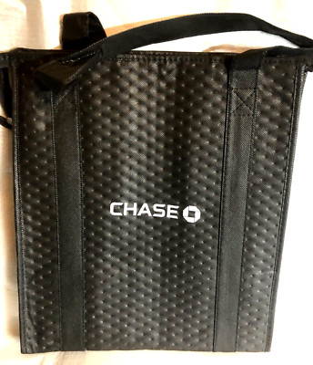 CHASE BANK Black Food Carrying/Shop Bag Zipper And Metallic Insulation ...