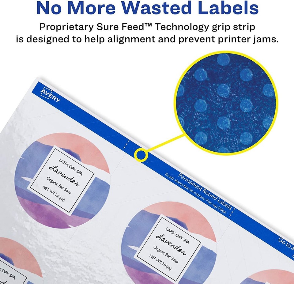 Avery Printable Round Labels, 2", Glossy White, 120 Labels (22807) | eBay