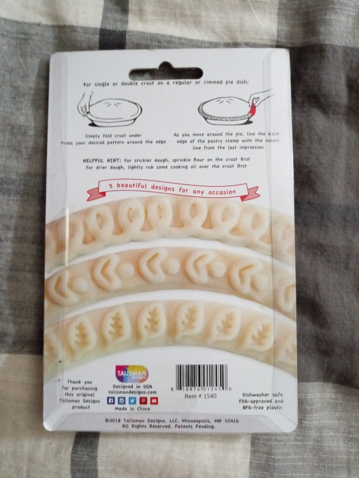 Talisman Pastry Pie Crust Stamps Molded Shapes Set of 3 designs | eBay