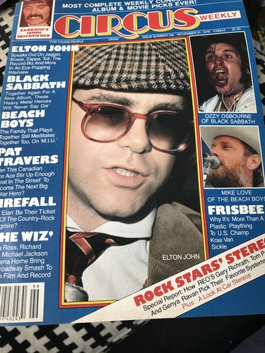 11/ 21 1978 Circus Elton John Pat Travers Poster Black Sabbath Ozzy ...