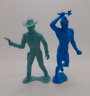 Lot Of 2 Vtg. 1960's Cowboy W/Colt Revolver Drawn & Mohawk Indian W ...