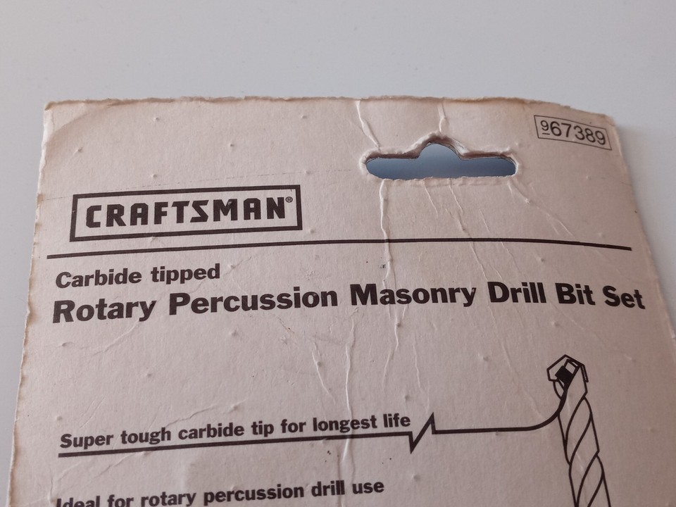 Craftsman Carbide Tipped Rotary Percussion Masonry Drill Bit Set 4 ...