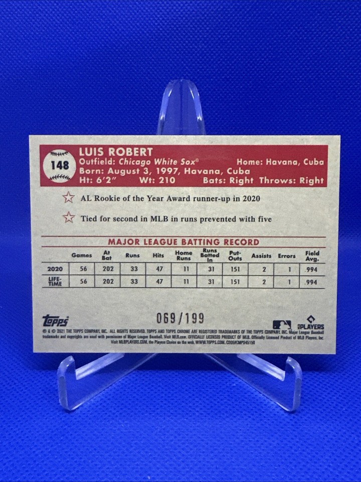 2021 Topps Chrome Platinum Luis Robert Blue Mini-Diamonds #'d 069/199 💎 ...