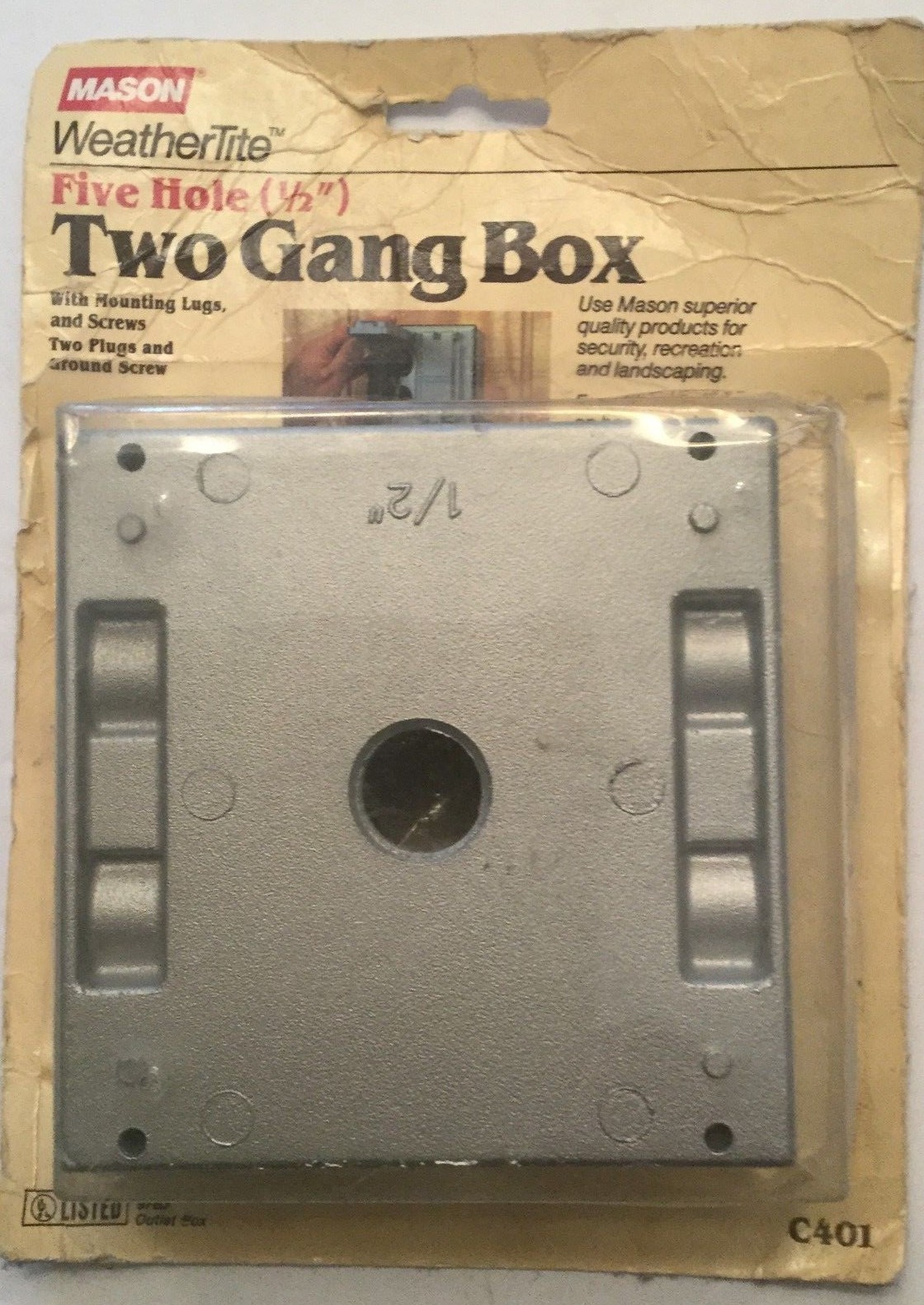 MASON Weathertite Two Gang Box Five Hole one half inch 1/2" Model C401 ...