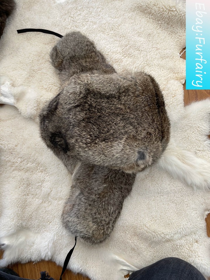 Real Rabbit Full Fur Russian Ushanka Hat Real Fur Hat Chapka Granpa Dad ...