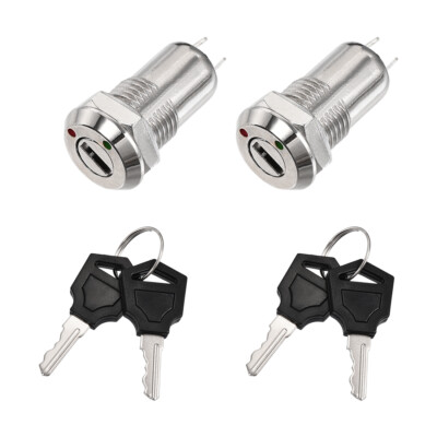 12mm 2 Positions Key Locking Push Button Switch With 2 Keys NO-OFF ...