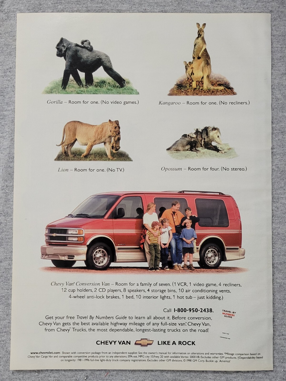 1998 Magazine Advertisement Page Chevrolet Chevy Conversion Van Print ...