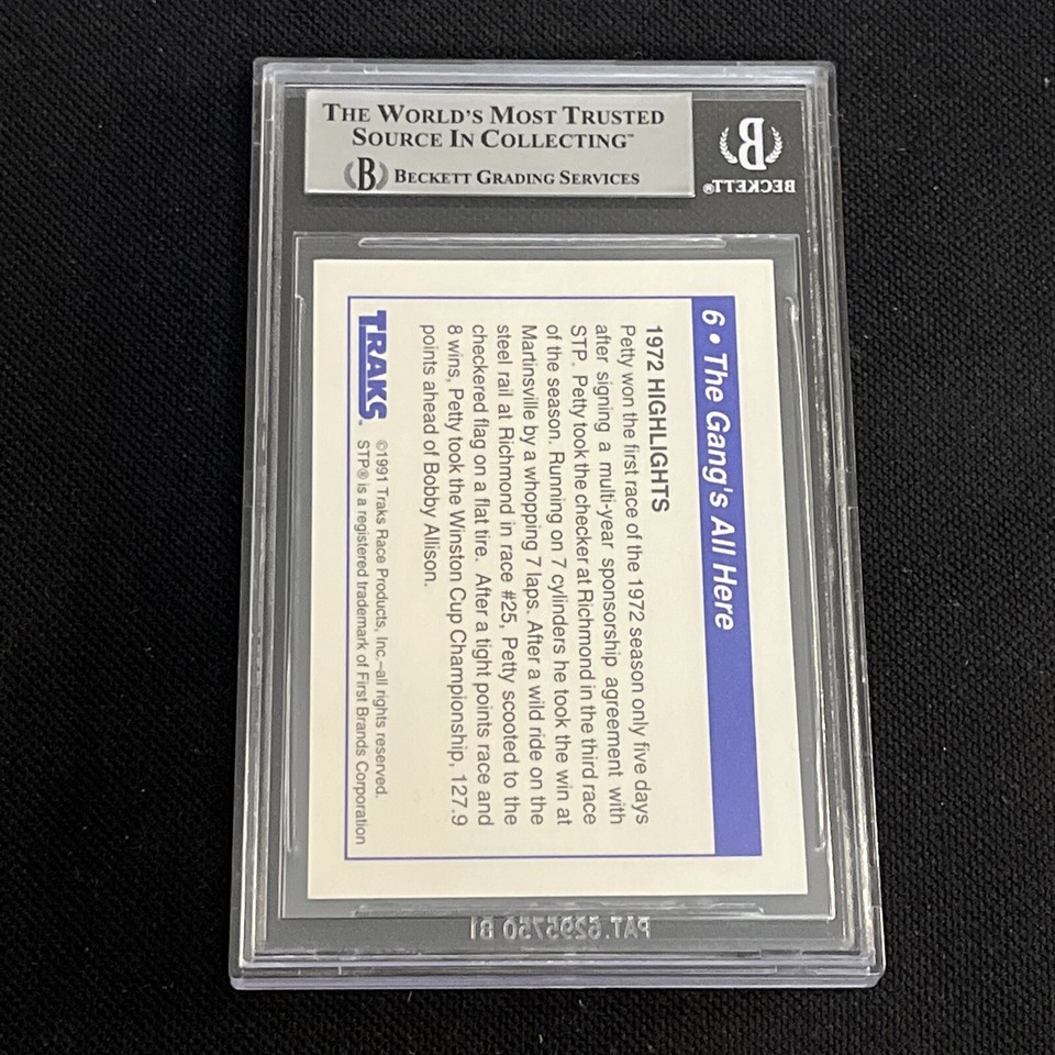 RICHARD PETTY 1991 TRAKS RACING SIGNED AUTOGRAPHED CARD BECKETT BAS ...