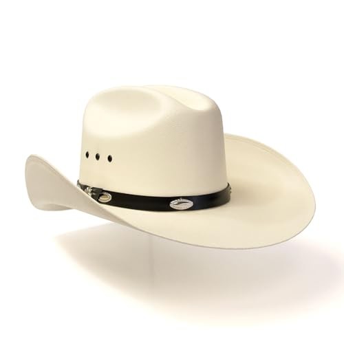Classic Cattleman Straw Cowboy Hat with Silver Conchos - White - 7 (22 ...
