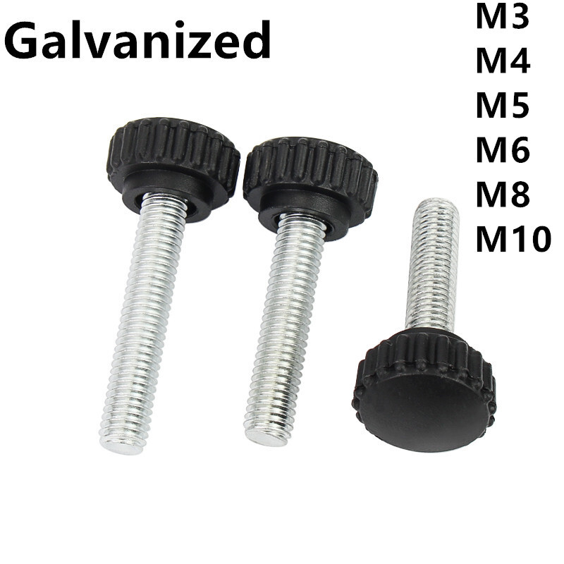 Galvanized Steel Black Plastic Round Head Knurled Thumb Screw M3 M4 M5 ...