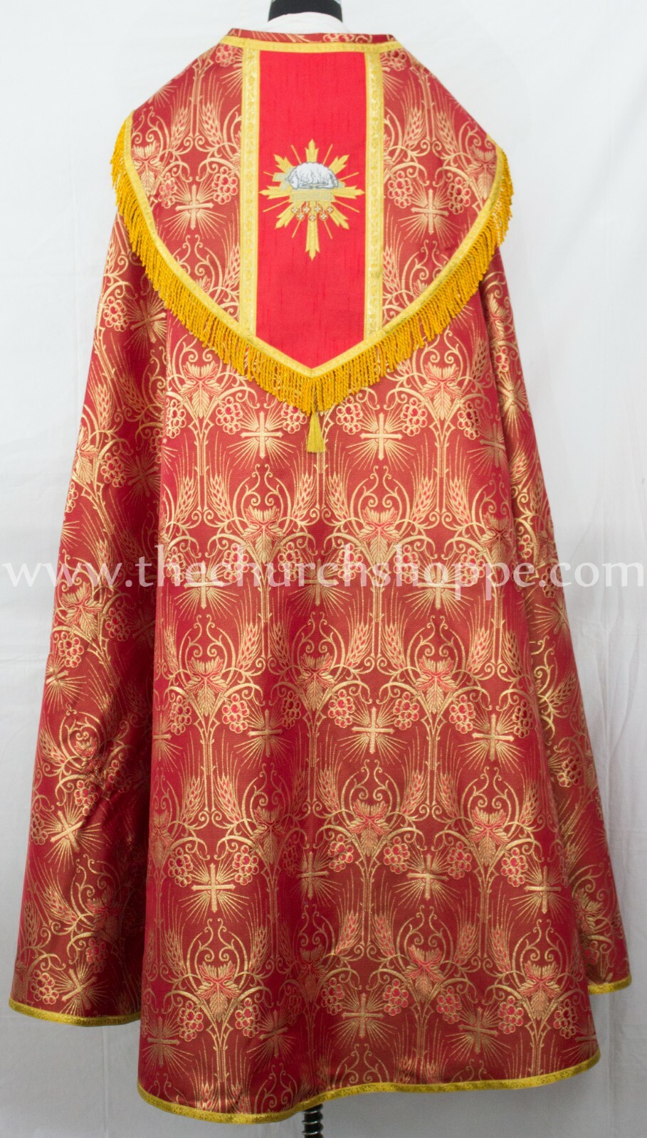 Metallic Red Cope & Stole Set with Slain Agnus Dei embroidery,capa ...