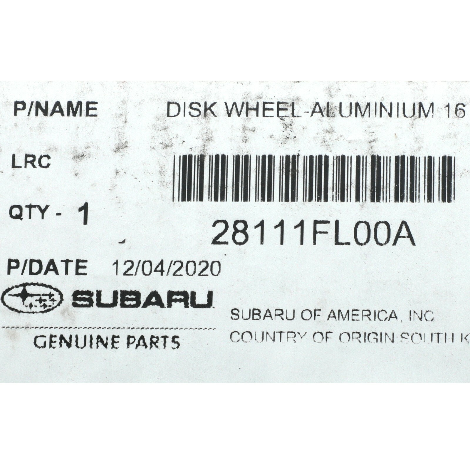 Subaru Impreza Wheel 2017-2019 16" Factory OEM Silver 28111FL00A for ...