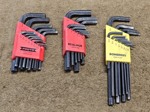 3 Bondhus Proto L Shaped Straight Hex Key Wrench Set Metric Sae Tool ...