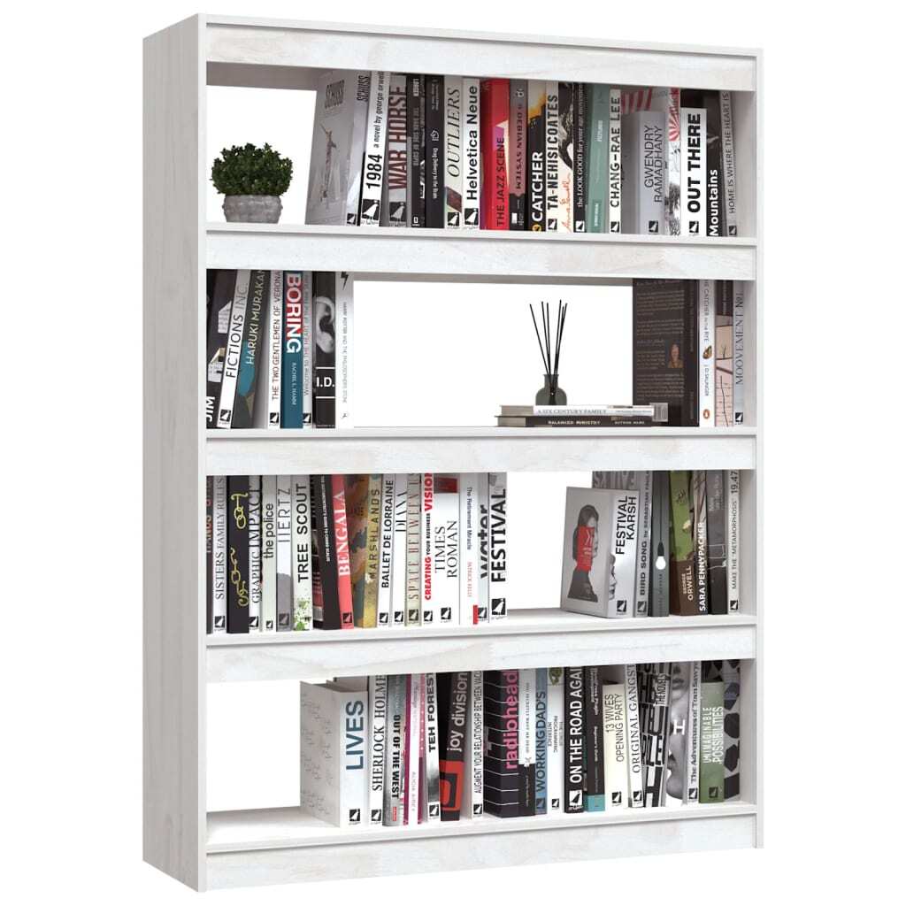 4-Tier Book Cabinet Pine Wood Home Room Divider Bedroom Partition ...