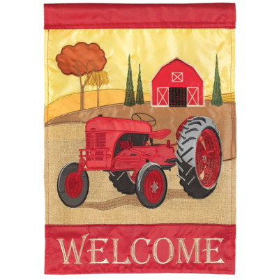 Welcome Fall Tractor Flag Burlap red | eBay