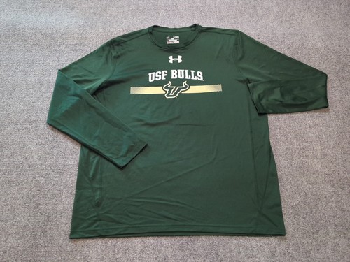 USF Bulls Shirt Mens XL Green Long Sleeve Under Armour HeatGear Florida ...