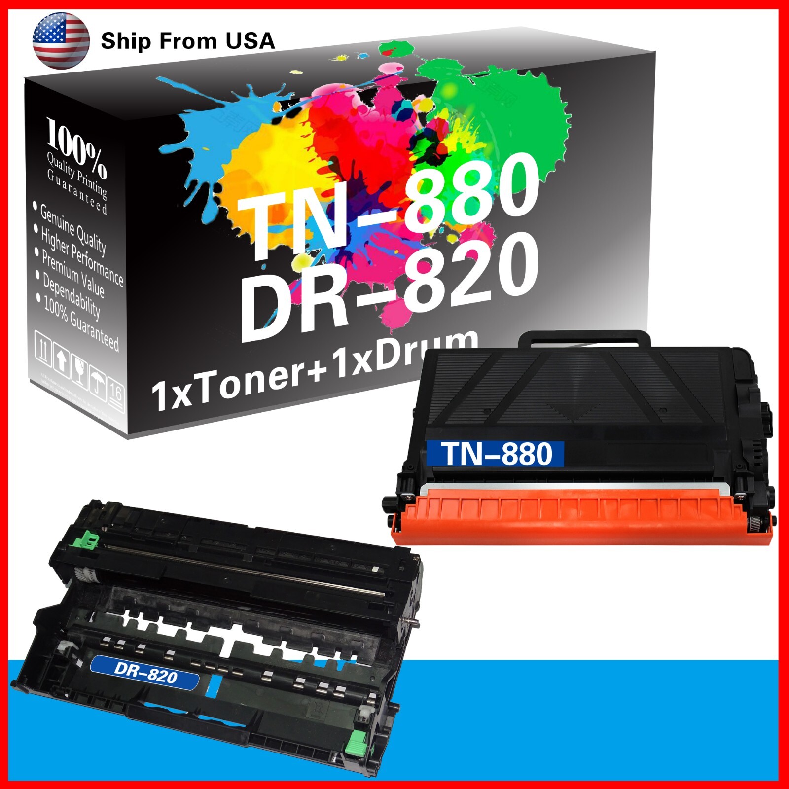TN880 Toner Cartridge and DR820 Drum Unit for HL L6300DW (1 x Toner + 1 ...