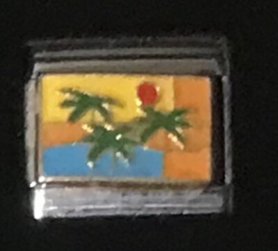 Beach Scene Palm Trees Sun Wholesale Italian Charm Enamel Link 9MM K60 ...