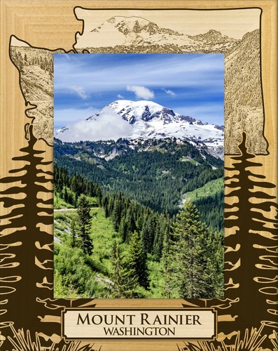Mount Rainier Washington Laser Engraved Wood Picture Frame Portrait (4 ...
