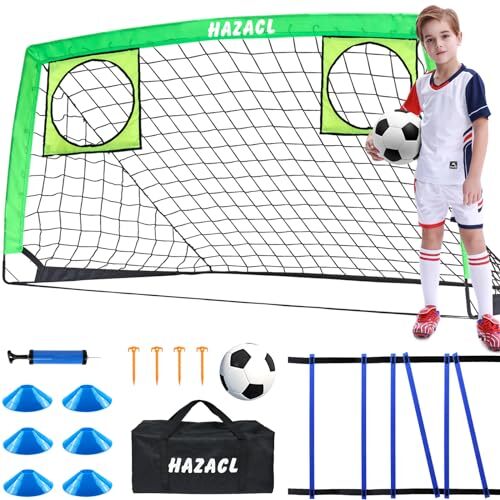 Kids Soccer Goal for Backyard, 6x4 FT Portable Soccer Nets Pop Up Green ...