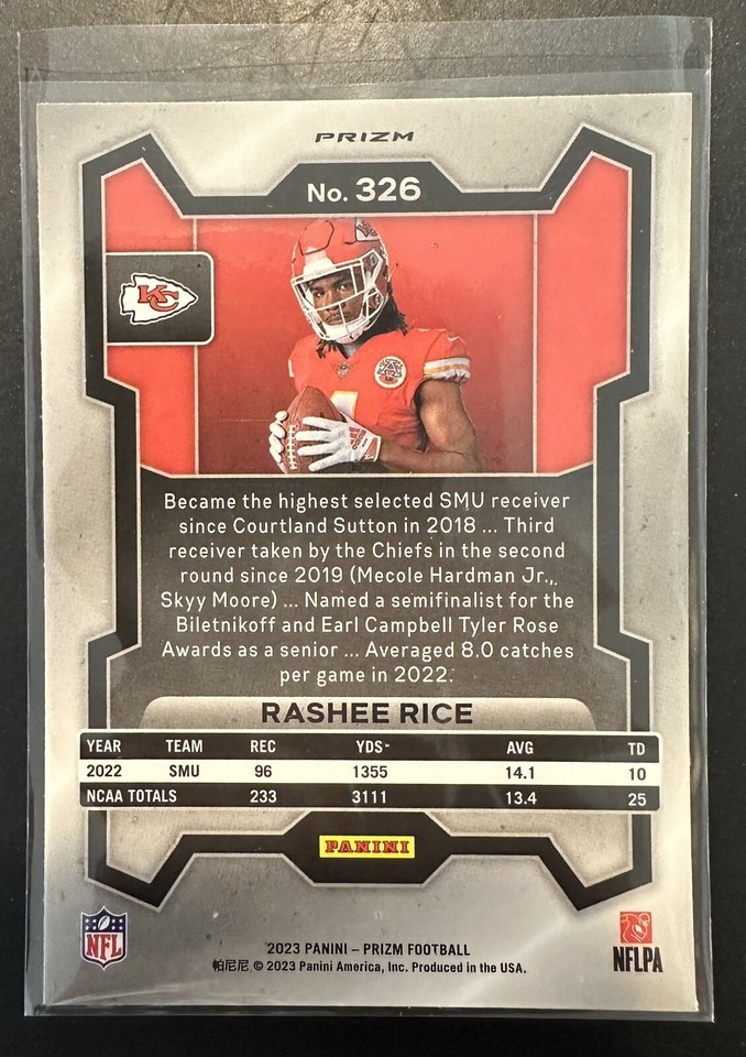 2023 Panini Prizm Football Rashee Rice Image Variation Prizm Rookie RC ...