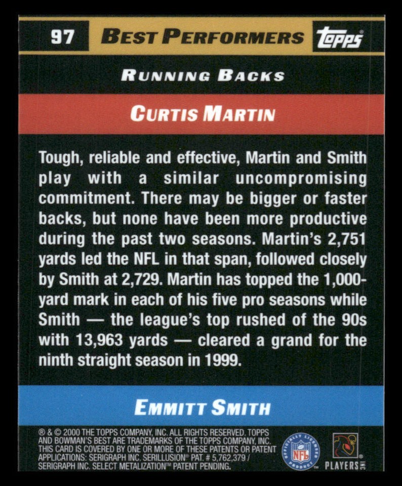 2000 Bowman's Best Curtis Martin / Emmitt Smith BP #97 | eBay