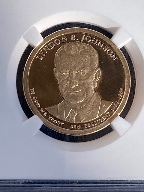 2 ea 2015 LBJ Presidential Dollar Coins 1 Ultra Cam, 1 Reverse PF69 C&C ...