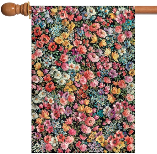 Toland Flower Foray 28x40 Colorful Multicolor Floral Collage House Flag ...