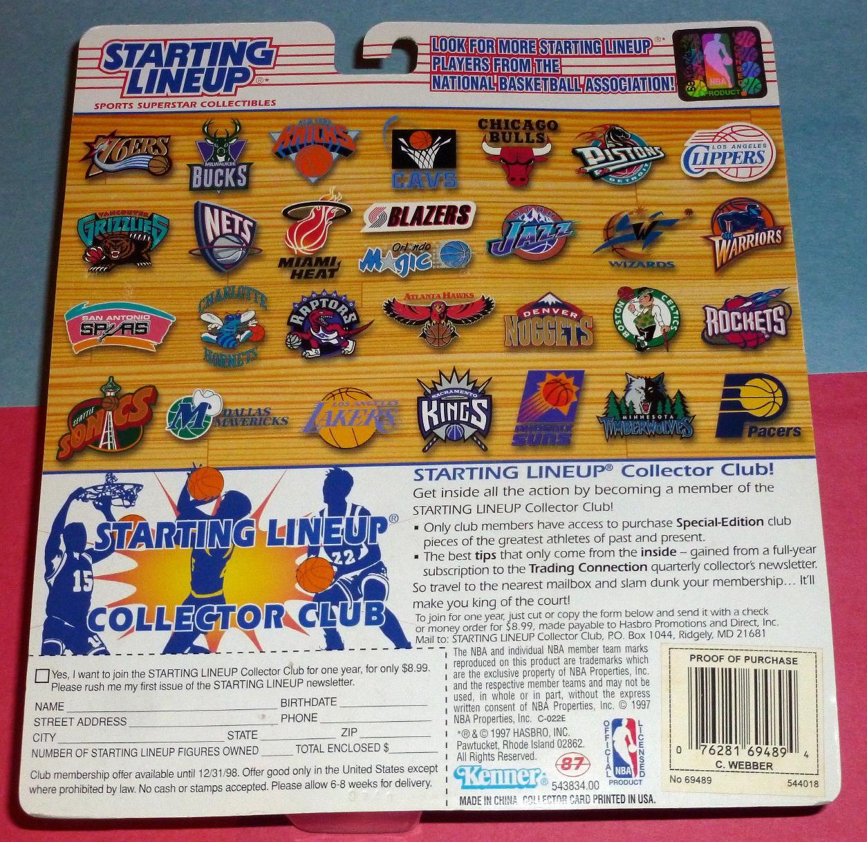 1997 CHRIS WEBBER Washington Bullets Wizards #4 *FREE_s/h* final ...