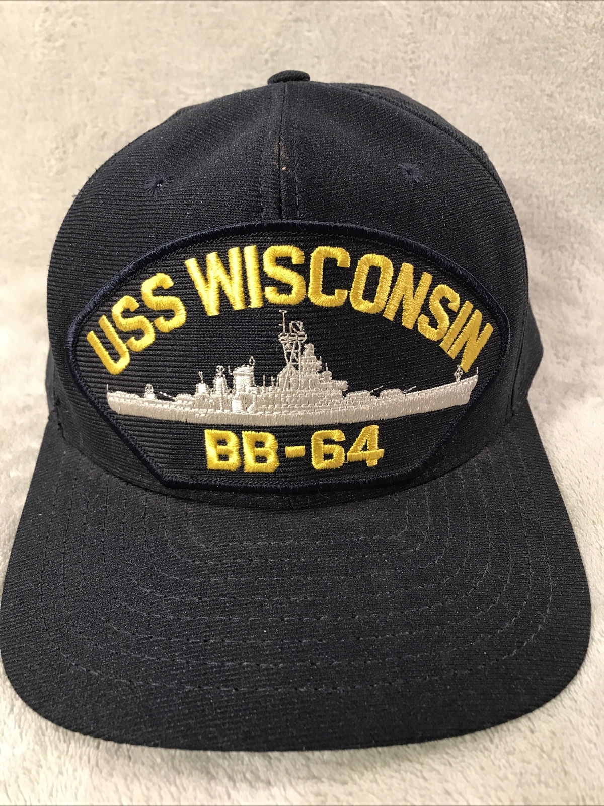 Vintage Navy USS Wisconsin SnapBack Hat Made In The U… - Gem