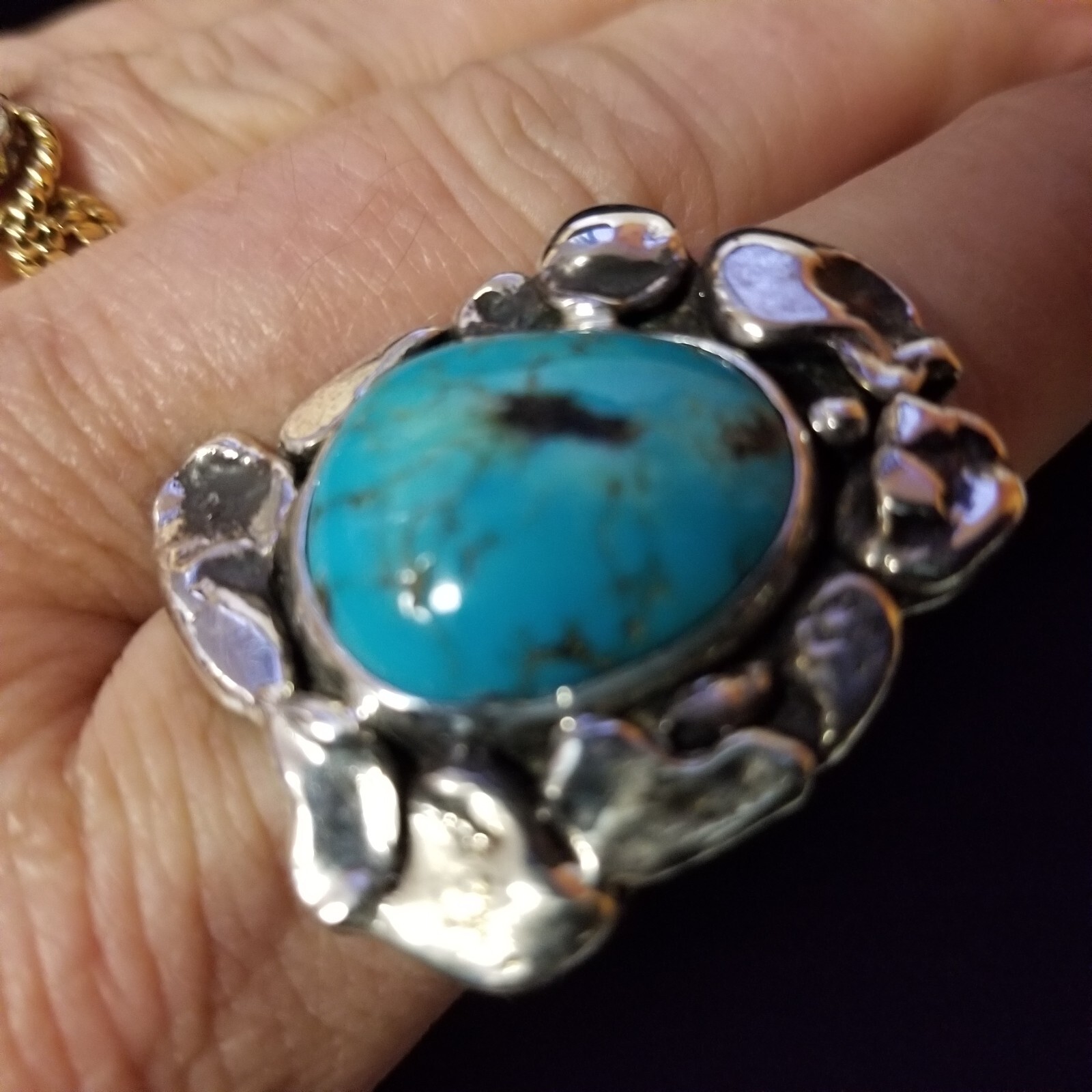 Mexico Ring Brutalist Heavy Sterling Silver 925 Turqu… - Gem