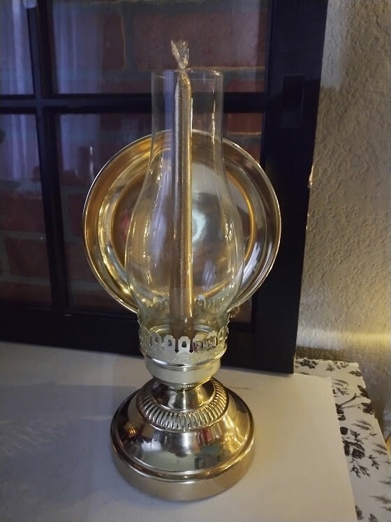 Brass Candle Holder~ Oil Lamp Shape~ Parabolic Shade 1980s Vintage | eBay