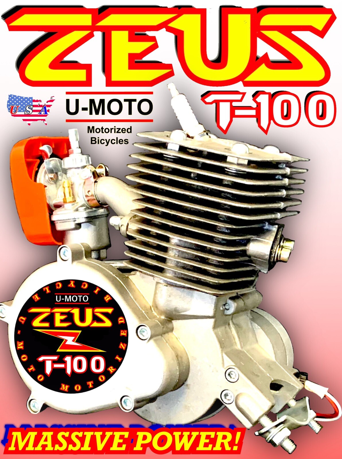100cc 2 Stroke Real YD100 Motorized Bicycle Engine Motor with FASTER ...