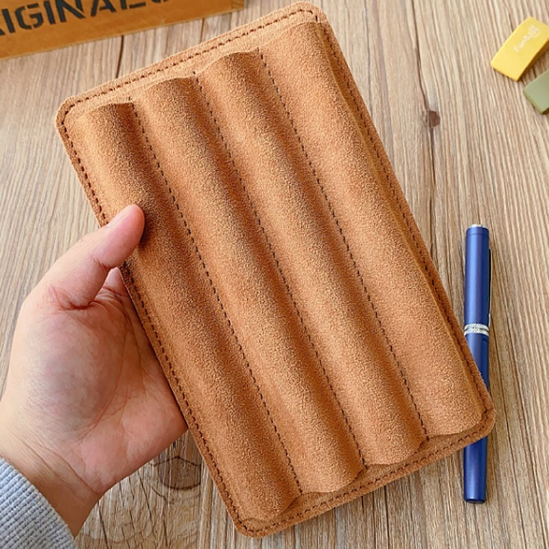 Cowhide 3 Slots Pens Tray Holder Display Pen Stand Desktop Organizer ...
