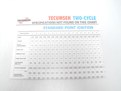 Tecumseh Two-Cycle Engine Engine Specifications Chart | eBay