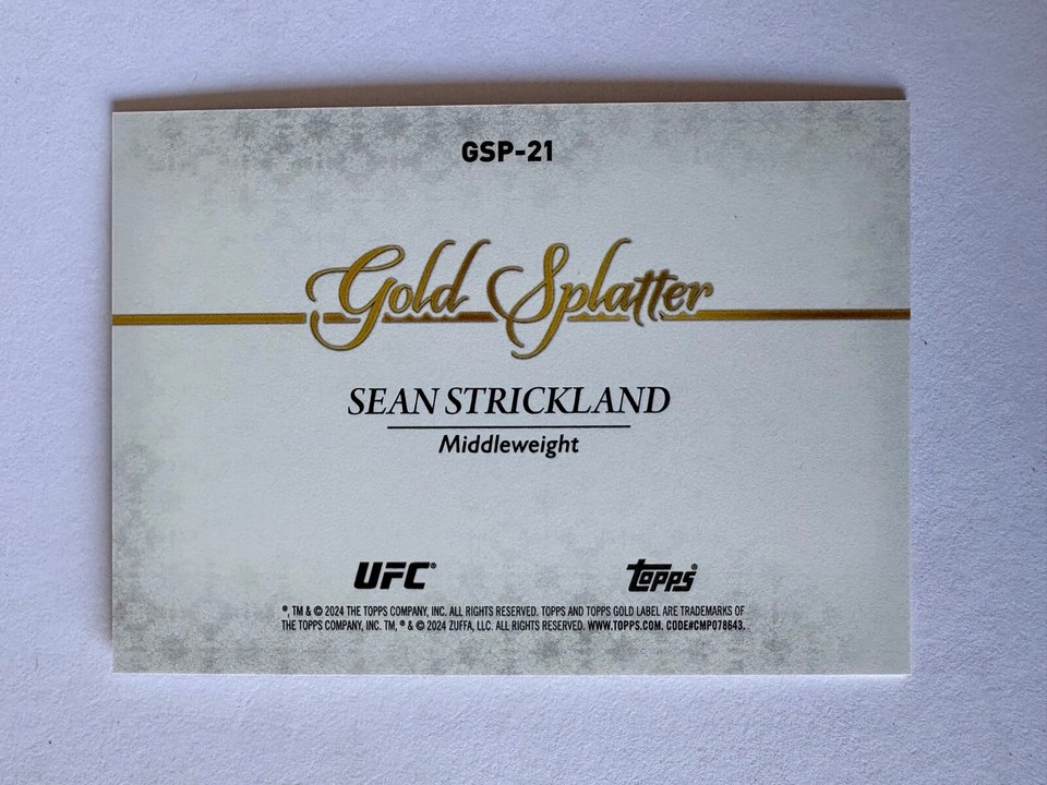 2024 Topps Gold Label UFC Sean Strickland Gold Splatter Case Hit SP ...
