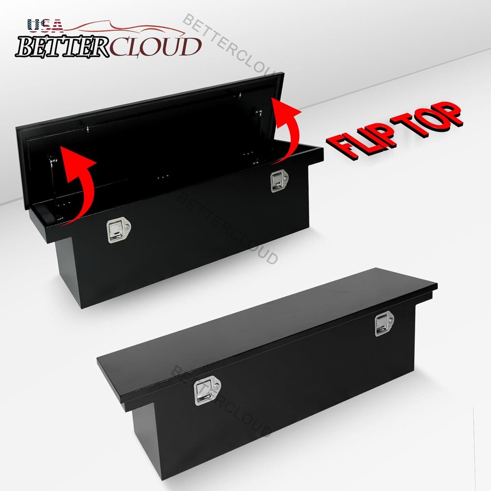 59"X14"X13" Low Profile Crossover Tool Box Black Aluminum Truck Toolbox ...