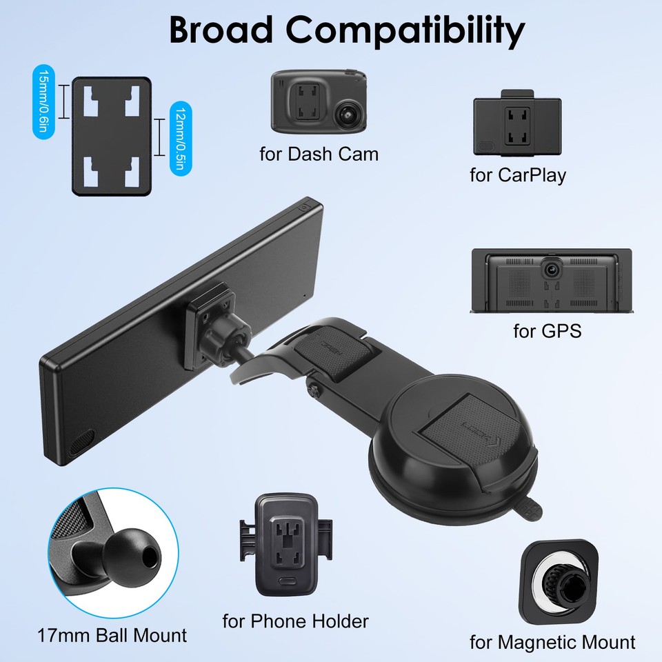 CarPlay Screen Mount 360° Rotation Suction Cup Holder for 7-10.26" Car ...