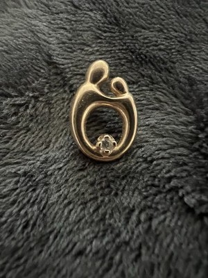 Vintage Kaynar 14k Yellow Gold Mother Child Diamond Pendant Charm 1.4 ...