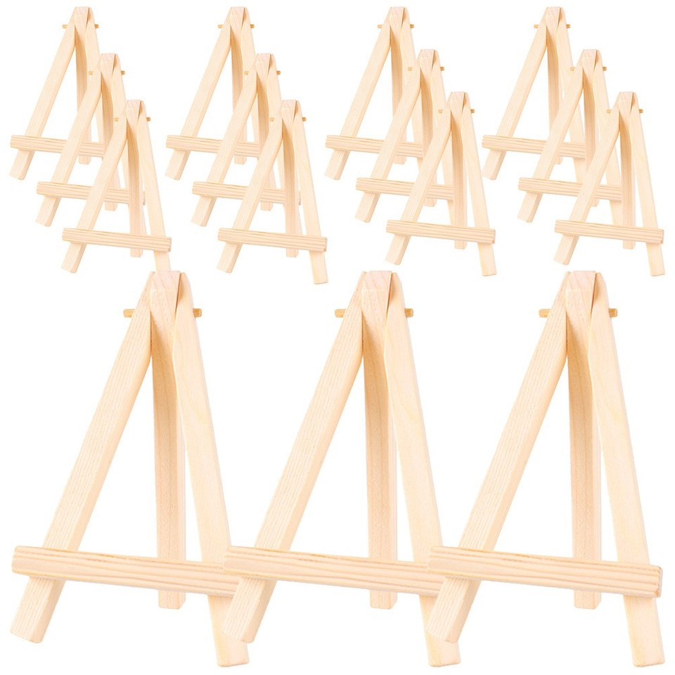 15Pcs Painting Easels Wooden Trapezoid Display Painting Stand Mini ...