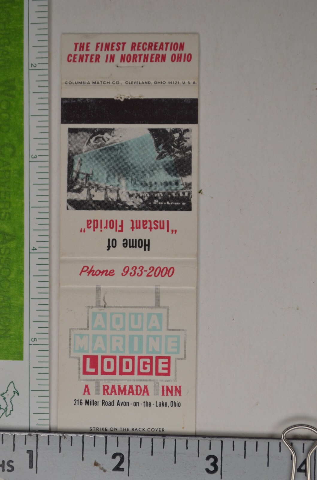 Matchbook Cover Ramada Inn Aqua Marine Lodge Avon on the Lake Ohio ...