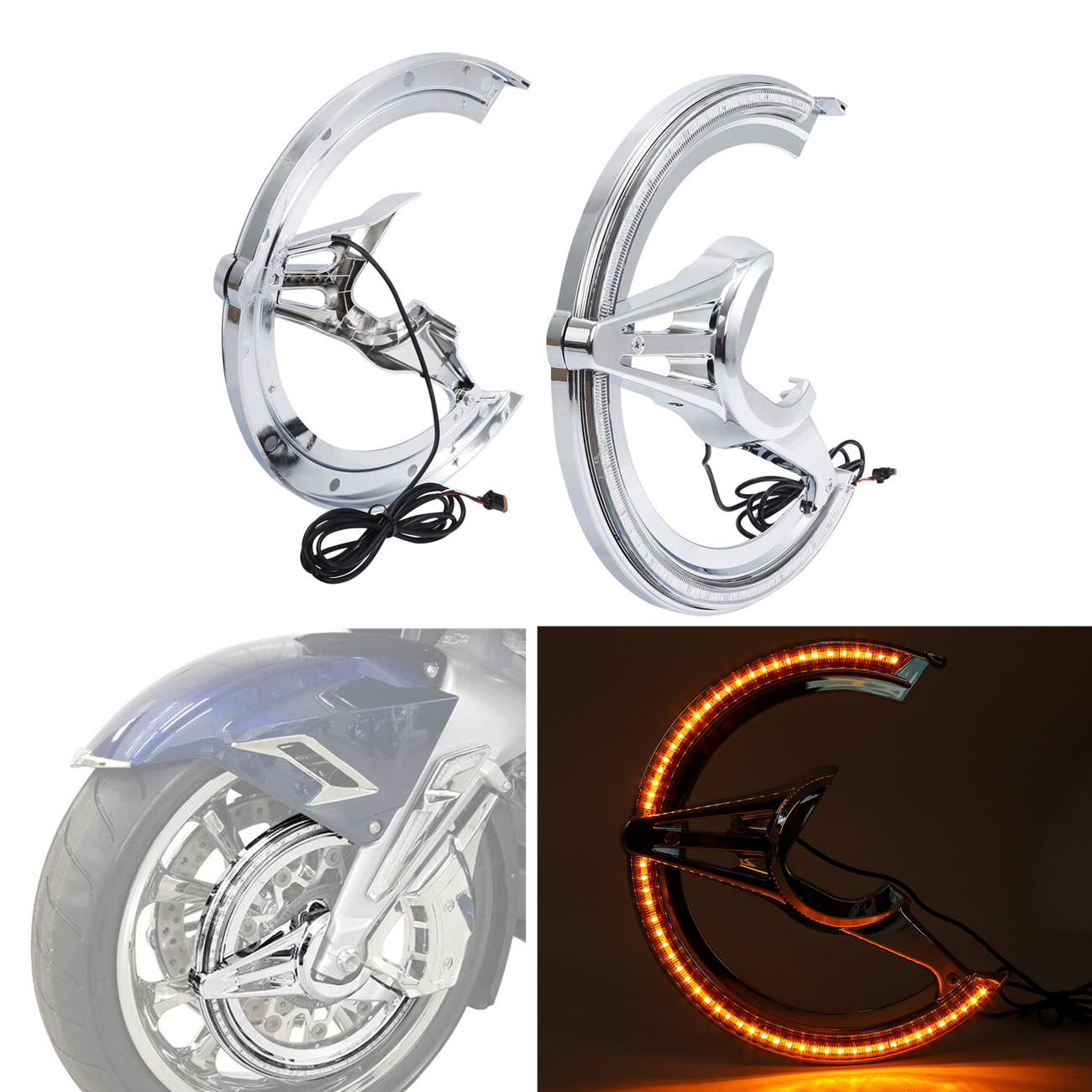 Brake Rotor Covers w/ LED Light Fit For Honda Goldwing GL1800 2018-2025 ...