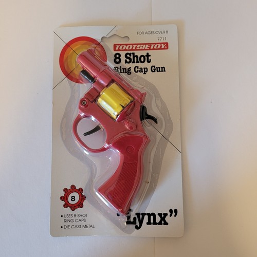 Vintage Tootsie Toy 8 Shot "Lynx" Ring Cap Gun Red PLASTIC NEW WITH ...