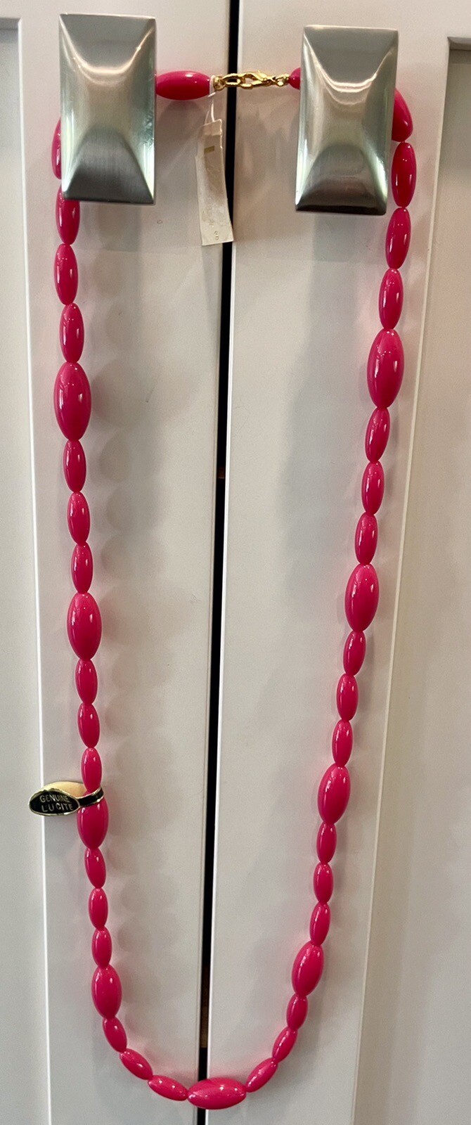 NOS Vintage HOT PINK GENUINE LUCITE 30” NECKLACE Made In Japan Tag | eBay